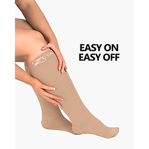 Zeta Wear Plus Size Leg Sleeve Support Socks - The Wide Calf Compression Socks Men and Women Love for Its Amazing Fit, Cotton-Rich Comfort, Compression & Soothing Relief, 1 Pair, 3XL, Nude