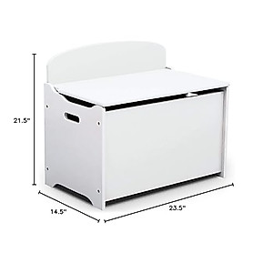 KidKraft Personalized Austin Toy Box - White Wooden Storage Bench with Lid for Kid & Toddler Room - Playroom Organizer for Girls & Boys