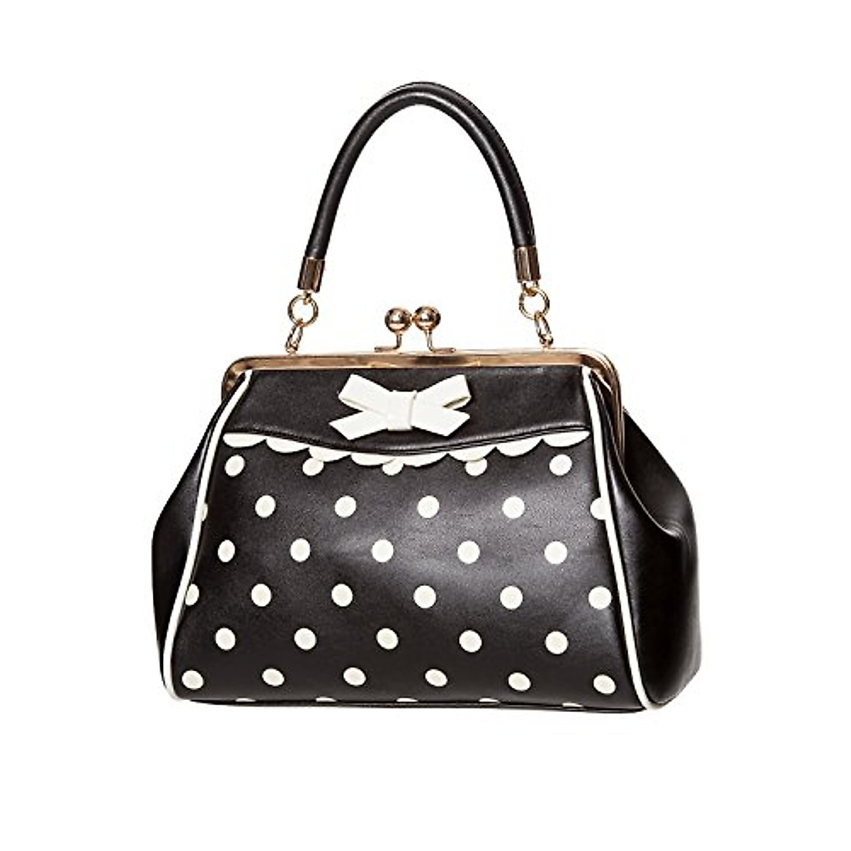 Dancing Days Crazy Little Thing Vintage Bag 50s Rockabilly Polka Top Handle Handbag - Black & White