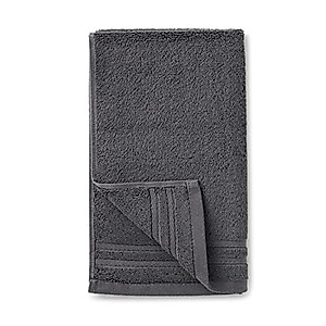 Amazon Basics Cotton Hand Towels, Made with 30% Recycled Cotton Content - 6-Pack, Dark Gray