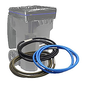 Large Rubber Bands Set of 3, Fits 55, 65, 96 Gallon Trash Cans, Extra Large Rubber Bands for Big Garbage Can Bag, Durable Kitchen Trash Bag Bands, Heavy Duty Moving Bands in Black Blue, and Olive Green