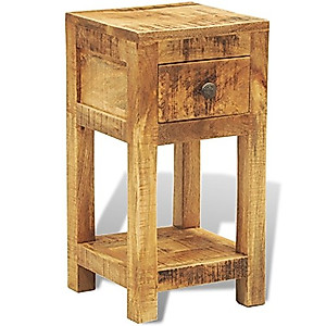Festnight Solid Wood Display Side End Table Nightstand with 1 Drawer