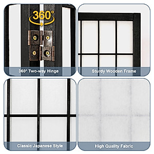 Salfanre Japanese Room Divider, 6 Panel Room Divider, Shoji Screen Room Divider, Folding Screen, Japanese Style, 5.6 Ft, Black