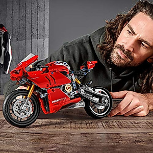 LEGO Technic Ducati Panigale V4 R Motorcycle 42107 Building Set - Collectible Superbike Display Model Kit with Gearbox and Working Suspension, Fun for Adults, and Motorcycle Enthusiasts