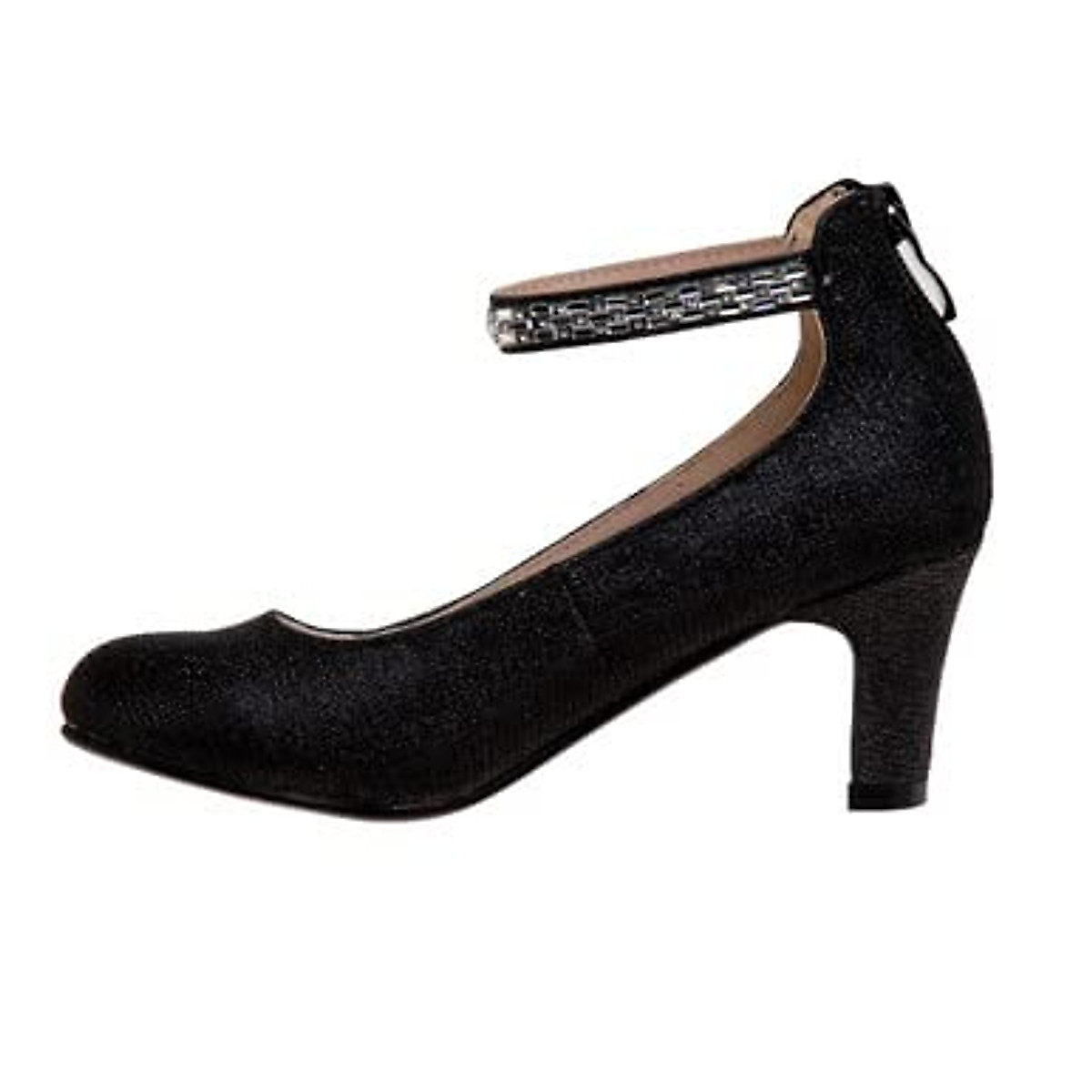 Badgley Mischka Girls Ankle Strap Dress Pumps (Big Kid), Silver, 2