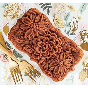 Nordic Ware Wildflower and Jubilee Loaf Pans, 6-Cup, Toffee and Gold