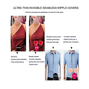 Kelivy Pasties Nipple Covers Rave, Red Heart Thin Nipple Pasties Adhesive Silicone Reusable Stickers Petals for Women 2 Pairs