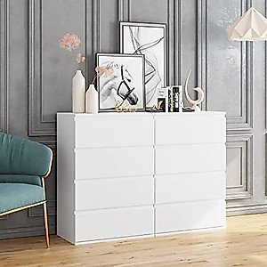 FOTOSOK 4 Drawer Dresser, Modern Storage Chest of Drawers 23.6L x 15.7W x 31.5H in, Nightstand File Cabinet with 4 Drawers for Home Office, White