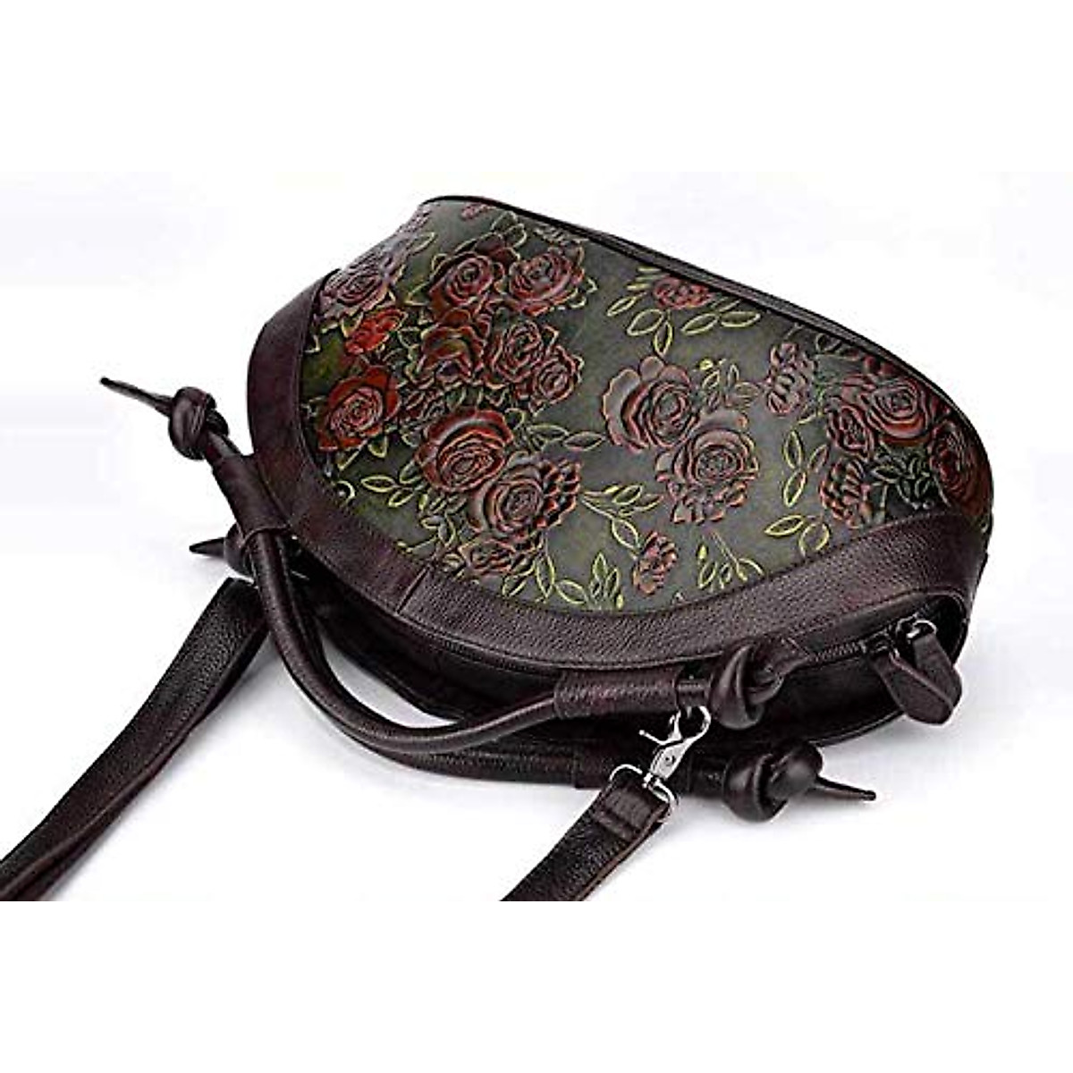 Women Handbag Genuine Leather Satchel Purse Handbag Vintage Top Handle Handbag Work Tote Bag (Green)