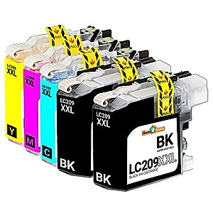 Houseoftoners Compatible Ink Cartridge Replacements for Brother LC209BK & LC205 CMY (2 Black, 1 Cyan, 1 Magenta, 1 Yellow, 5-Pack)