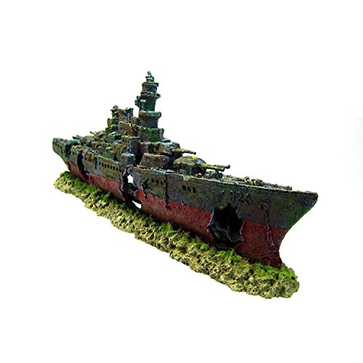 CORISRX BEST OF YOUR LIFESTYLE Dr. Moss Warship Cave Aquarium Ornament L 49cm - Navy Battleship Ship Decor Shipwreck PET