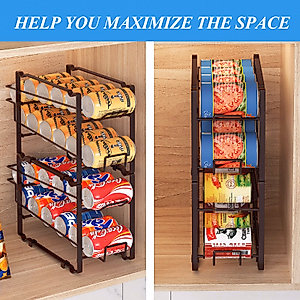 Wisdom Star 2 Pack Soda Can Organizer Rack for Pantry, Stackable Beverage Soda Can Storage Dispenser Holder for Refrigerator, Cabinet, Brown