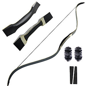 OBTOUTDOOR Black Hunter Recurve Bow 20lbs-55lbs 51Inches Traditional Handmade Wood Recurve Bow for Archery Hunting Recurve Bow
