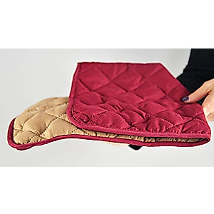 Home-X Left Couch Armrest Cover with 2 Storage Pockets, Sofa or Loveseat Organizer, Burgundy, 9 ½” L x 5” W