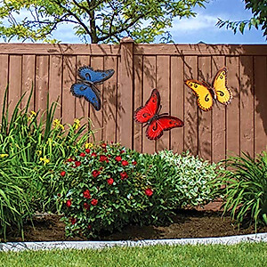 MDLUU 3 Pcs Butterfly Wall Art, 3D Butterfly Metal Wall Sculpture, Indoor Outdoor Hanging Decor for Home, Restaurant, Garden, Yard