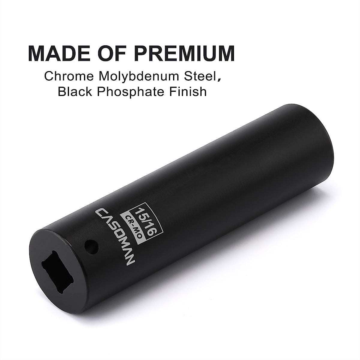 CASOMAN 2PCS 1/2-Inch Drive Extra Deep Socket- 3/4" & 15/16", CR-MO, SAE, 6-Point, Extra Long