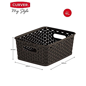 CURVER My Style Small Rectangular Storage Basket, Dark Brown, 4 Litre