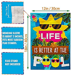 Summer Pool Garden Flags, Life is Better At the Pool Decoration Flag Outdoor 12x18Inch Double Sided
