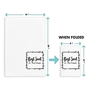 Peaces of Joy Best Seat in The House Funny Hand Towel Sayings for Bathroom, Rustic Cute Dish Kitchen Fingertip Towels for Home, Decorative Farmhouse Bath Sign