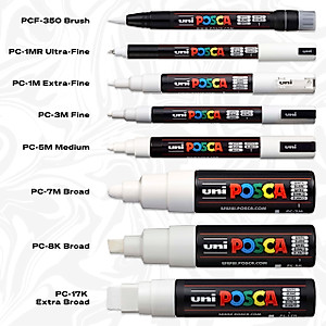 Posca Full Set of 8 Acrylic Paint Pens with Reversible Medium Point Pen Tips, Posca Pens are Acrylic Paint Markers for Rock Painting, Fabric, Glass Paint, Metal Paint, and Graffiti