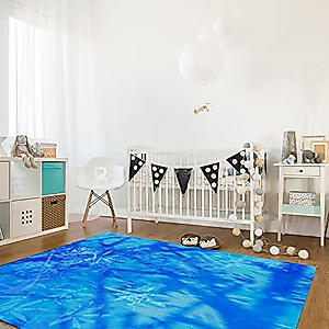 Area Rugs for Living Room, 4' x 6' Blue Tree Shadow Plush Microfiber Throw Carpet, Mottled Modern Abstract Art Aesthetics Bedroom Floor Mat Kitchen Runner Non Slip Bathroom Rug