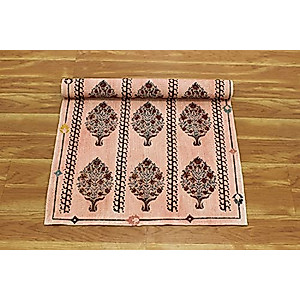 Casavani Indian Handmade Cotton Dhurrie Floral Beige Area Rug Floor Carpet For Doormat Best Uses For Bedroom,Living Room,Dining Room,Kitchen,Hallway Enterway 3x5 4x6 5x8 6x8 9x9 Feet Square