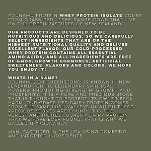 Pounamu Natural Whey Protein Isolate Powder, 28g Protein, 7.3g BCAAs, 4g Leucine | New Zealand Free-Range, Grass-Fed Dairy | Gluten-Free, Keto, Kosher | 2LB, 30 Servings