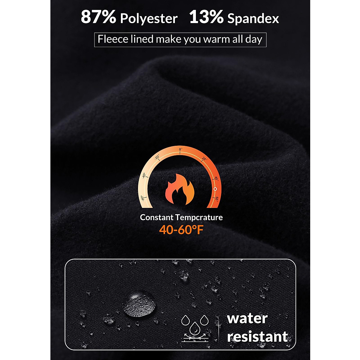 BALEAF Women's Fleece Lined Joggers Waterproof Thermal Hiking Pants Sweatpants Track Pants Winter Clothes Running Gear Black M