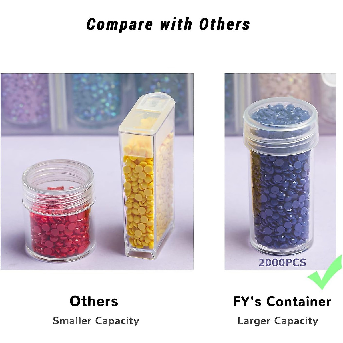 Diamond Painting Storage Containers, 2 Packs 60 Jars Bead Organizer and Diamond Painting Labels, Bead Organizers and Storage for Diamond Painting Accessories, Diamond Art Storage, Diamond Dots Storage