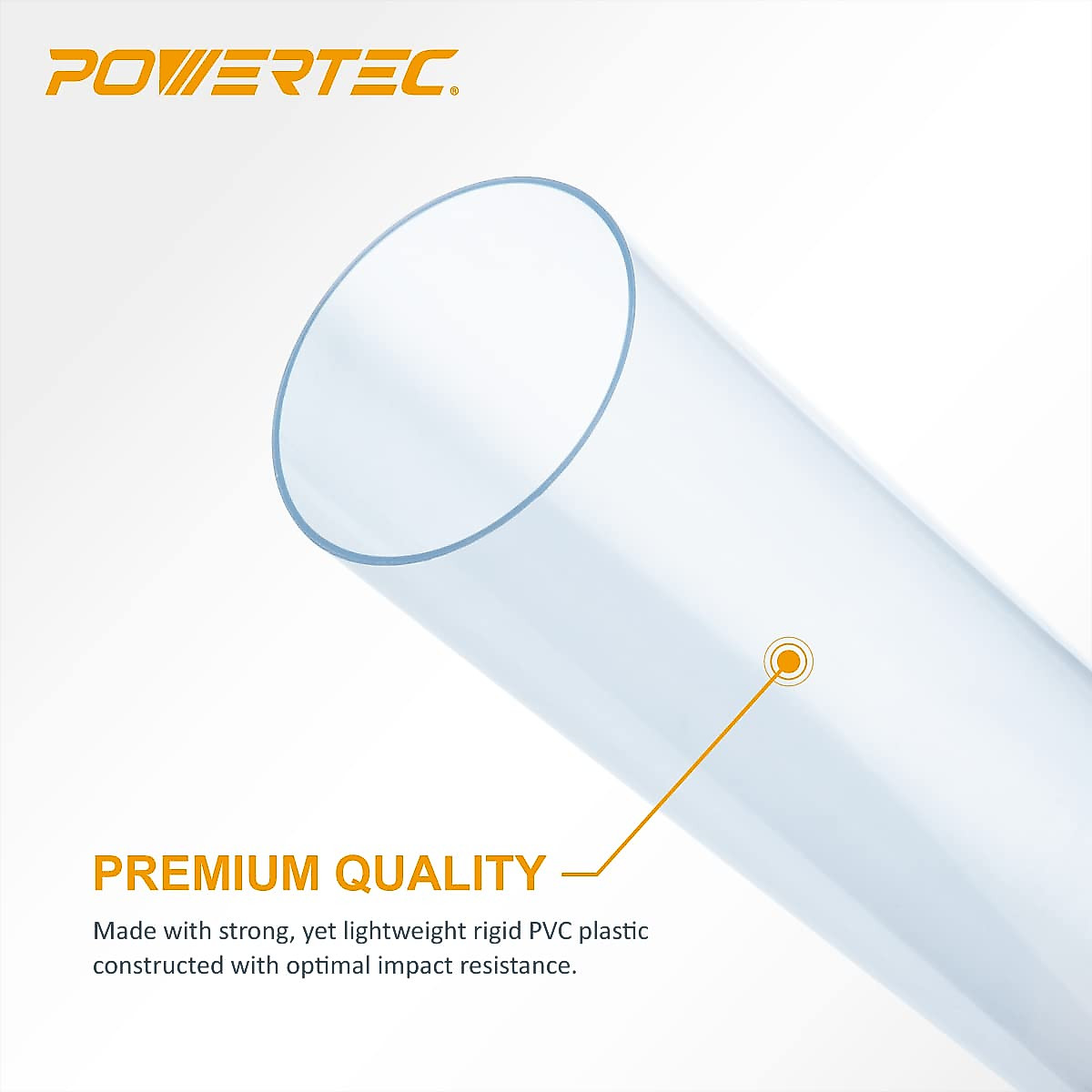 POWERTEC 70272-P4 Clear PVC Pipe 4" x 36" Long, 4PK, Rigid Plastic Tubing for Dust Collection Hose & Fittings