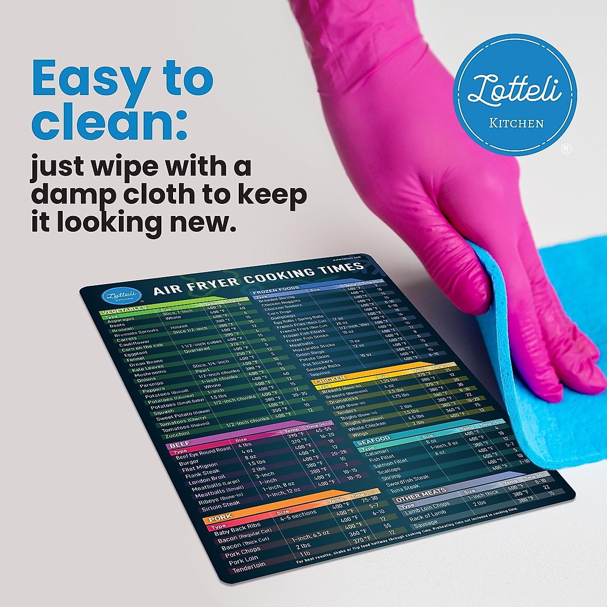 Air Fryer Magnetic Cheat Sheet Set, Air Fryer Accessories Cook Times, Airfryer Accessory Magnet Sheet Quick Reference Guide for Cooking and Frying (Black)