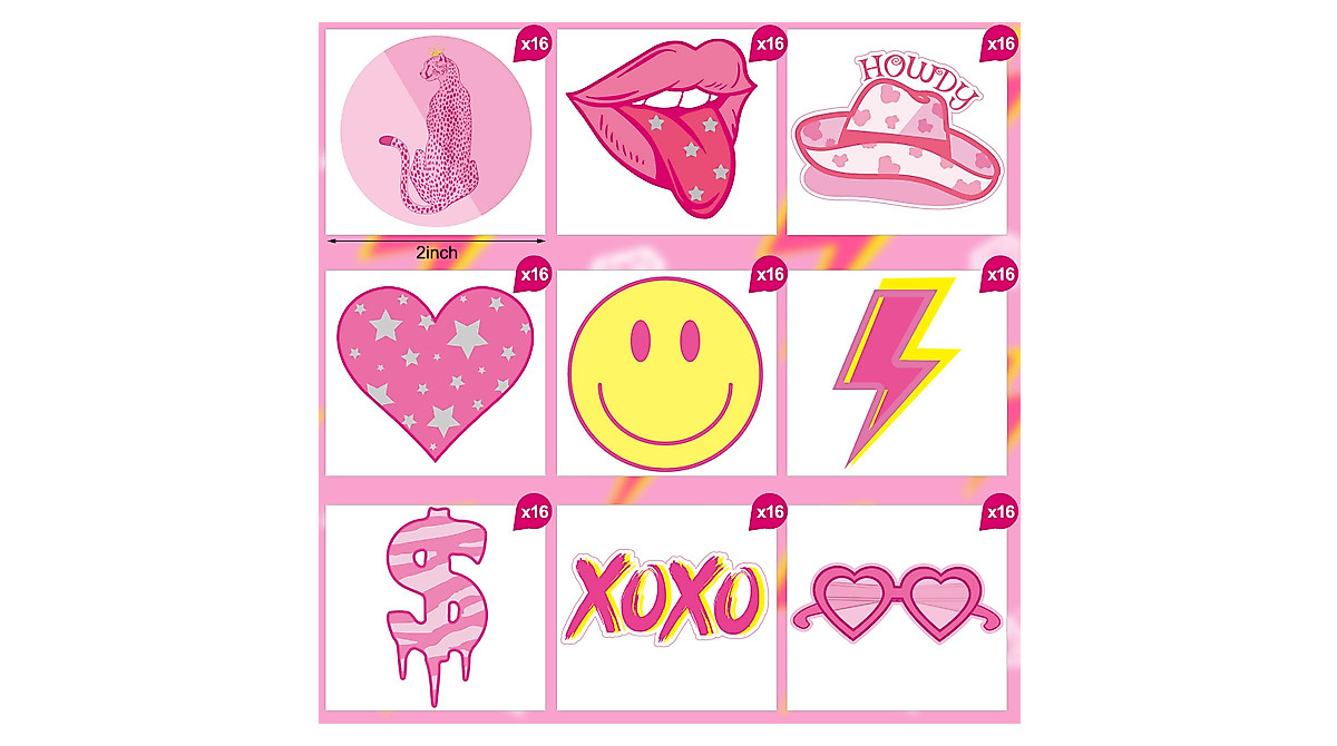 144 Preppy Theme Temporary Tattoos for Fun Celebrations