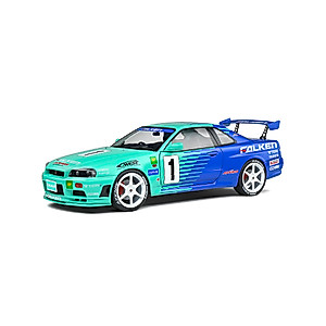 solido S1804304 1:18 1999 Nissan Skyline (R34) GT-R-Falken Drift Livery Collectible Miniature car, Multicolor