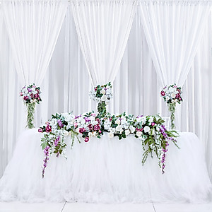 20 ft x 10 ft Wrinkle Free White Backdrop Curtain Panels, Polyester Photography Backdrop Drapes, Wedding Party Home Decoration Supplies