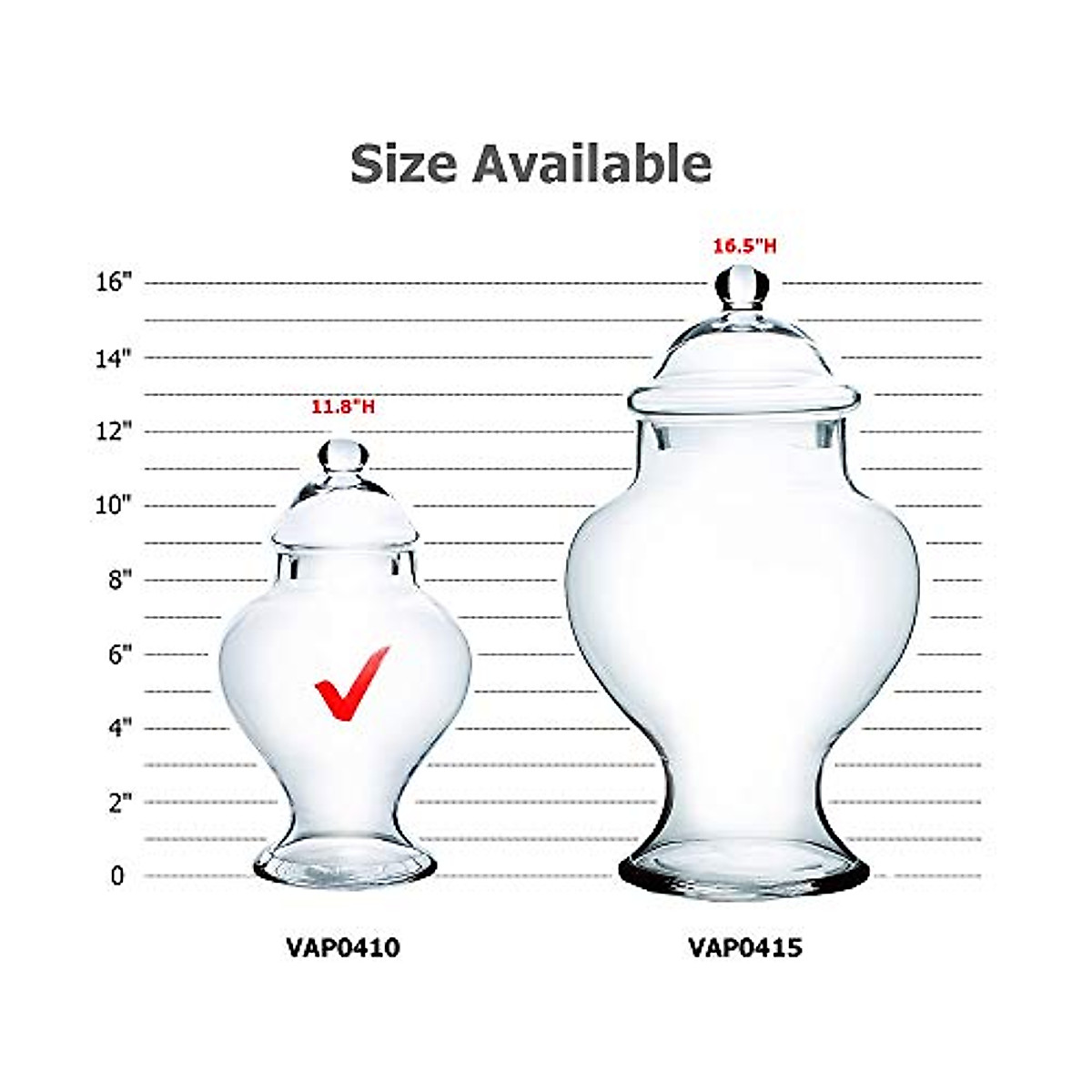 WGV Apothecary Jar, Width 6.7", Height 12", Clear Urn Round Glass Storage Container Fruit Food Cake Candy Liquid Jar with Lid for Wedding Party Ceremony Banquet Event Office Home Decor 1 Piece
