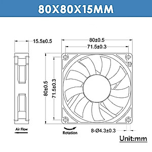 WINSINN DC 80mm Fan 24V 8015 Dual Ball Bearing Brushless Cooling 80mmx15mm 2PIN (Pack of 2Pcs)