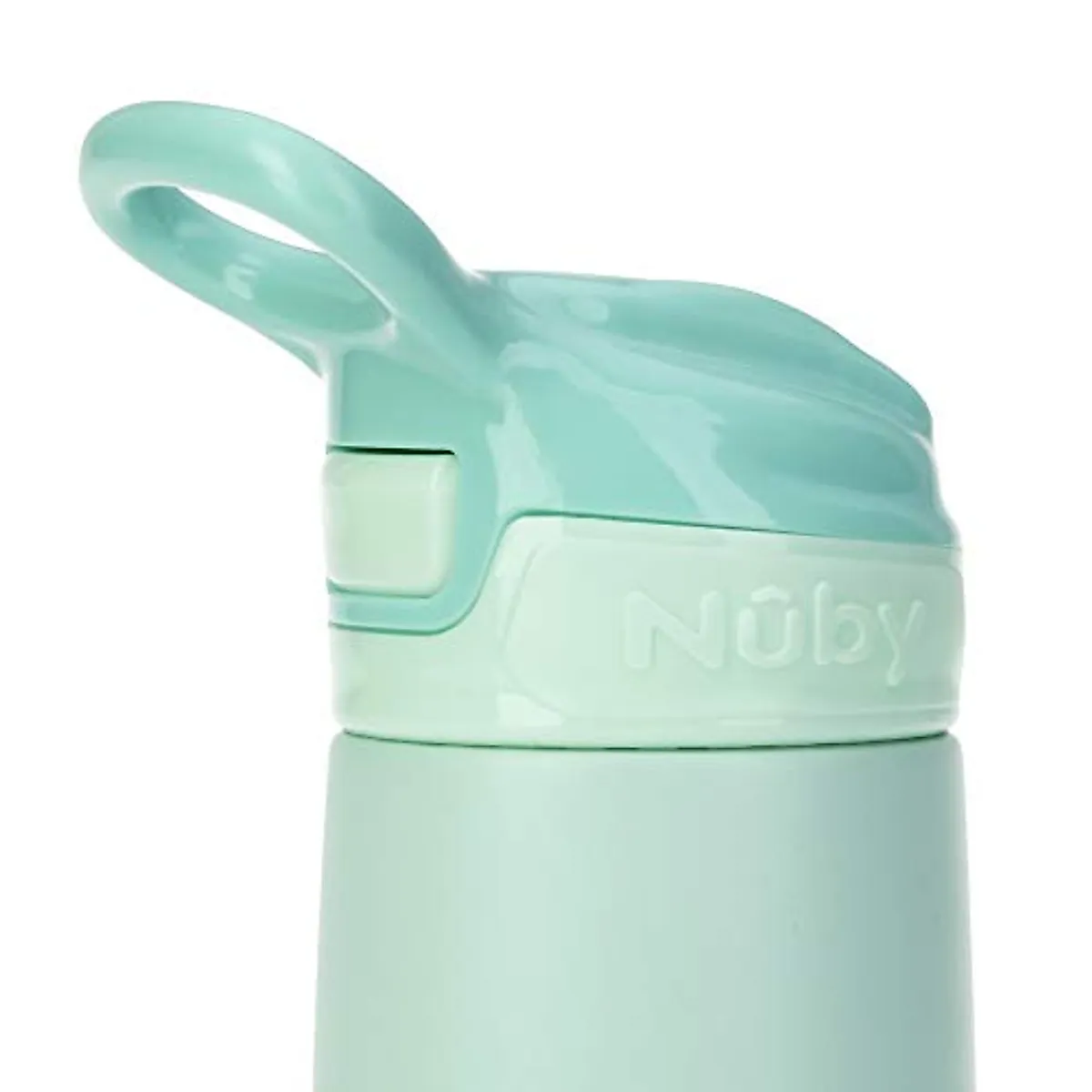 Nuby Thirsty Kids No Spill Flip-It Reflex Stainless Steel Travel Cup or Water Bottle - 10 Oz - 18+ Months - Aqua Mint