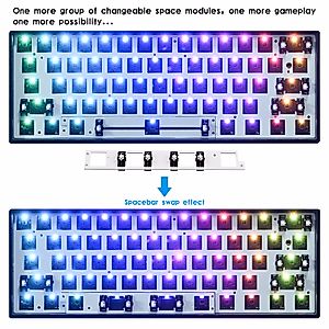 Guffercty kred GK61X PCB Plate Case 60% Keyboard Custom Hot Swappable RGB Keyboard DIY Kit Wired Tyce-C for 3/5 Pin Switch (GK61X White)