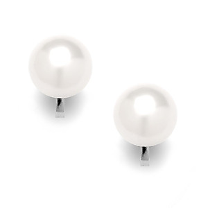 Mariell Ivory Freshwater Pearl Stud Clip On Earring for Women, 9mm, Non-Pierced Earring Birthday Gift