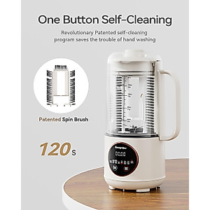 Encyclpo Nut Milk Maker, 50oz Automatic Soy Milk Maker with Spin Clean Brush and Nut Milk Bag, Homemade Plant-Based Oat Milk Machine with Auto Clean, Boil Water, Delay Start, Keep Warm