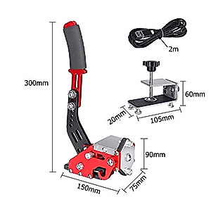 WHWEI 16bit Hall Sensor USB Handbrake SIM W/Clamp Fit for Racing Games G25/27/29 T500 FANATECOSW Dirt Rally (Color : Red)