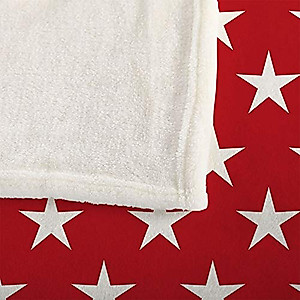 Mugod Stars Throw Blanket USA Flag White Stars on a Red Background Seamless Pattern Decorative Soft Warm Cozy Flannel Plush Throws Blankets for Bedding Sofa Couch 50 X 60 Inch