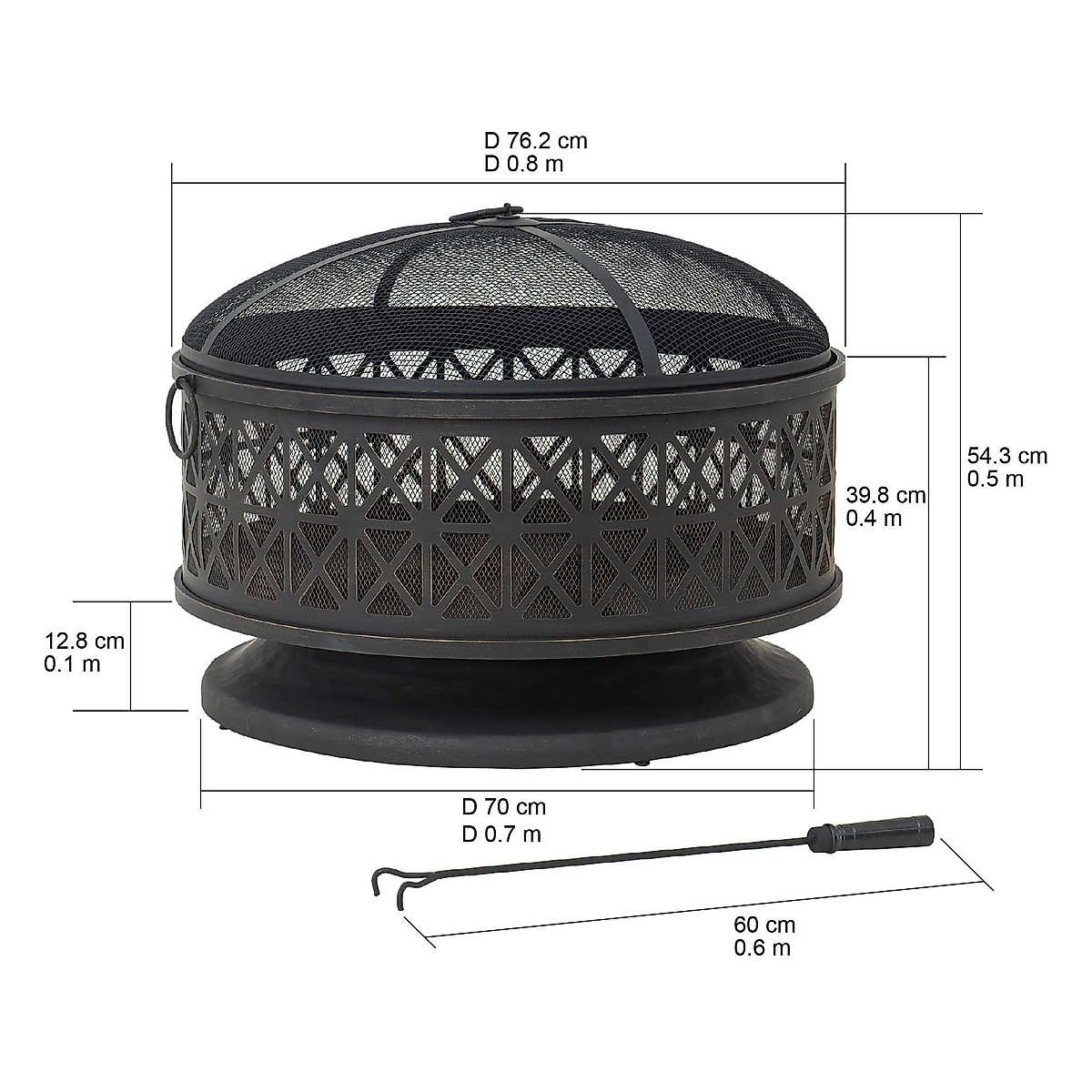 Sunjoy 30 in. Outdoor Fire Pit, Patio Black Round Wood-Burning Steel Firepit Large Fire Pits for Outside with Spark Screen and Fire Poker