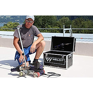 Weldy 220V RW3400 Automatic Hot Air Welder for Welding Roofing TPO PVC Membrane, 40mm Overlap Nozzle Hot Air Welder with Free 1600W Professional Hot Air Gun Tool