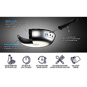 Cooks Standard Professional Aluminum Nonstick Restaurant Fry Pan 10-Inch, Durable Heavy Duty Skillet Pan, Woks,Metalic