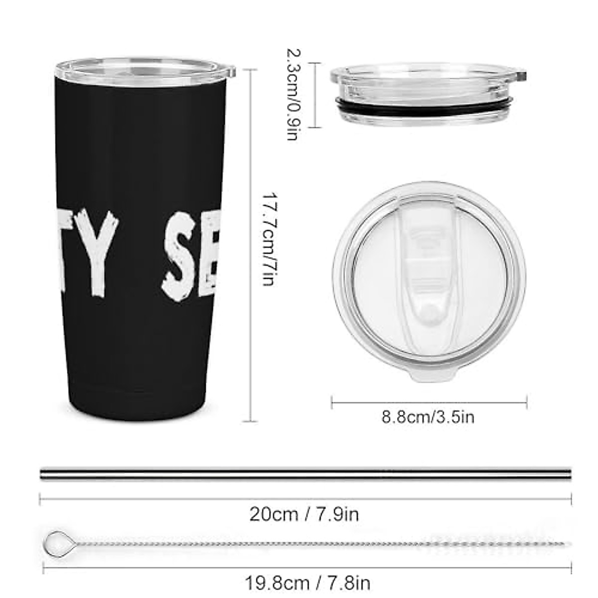 Security 20 OZ Stainless Steel Tumbler Travel Car Coffee Mug with Straw Lid Cleaning Brush Coffee Tumbler Mug for Women Men