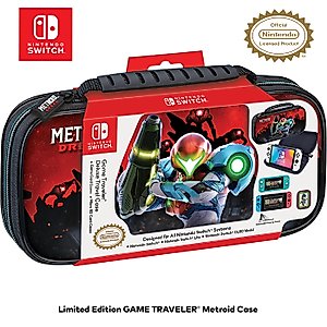 Game Traveler Metroid Nintendo Switch Case - Switch OLED Case for Switch OLED, Original Switch, Adjustable Viewing Stand & Bonus Game Cases, Deluxe Carry Handle, Licensed Nintendo Switch game case