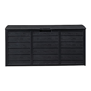 TURRIDU 75 Gallon Plastic Yard Storage Box with 2 Wheels & Lockable Seat, Outdoor Storage Deck Box Chest for Backyard Porch Patio Garden, All-Weather Storage Container for Tools Toys, Black