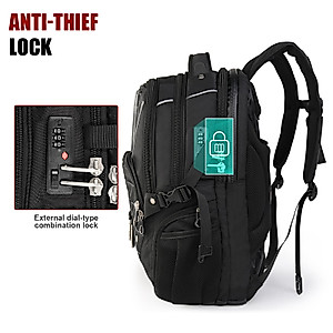 StarCloud Travel Laptop Backpack Men - Heavy Duty, USB 2.0 Charger Port - Durable Commute and College Backpacks Featuring Anti-Theft Lock and Dedicated Laptop & Tablet Protection, Fits 17" Notebook