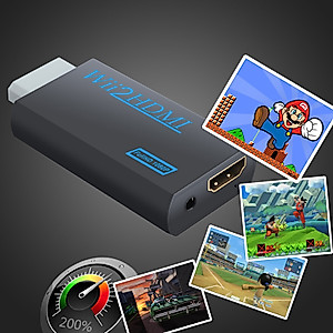 COLFULINE Wii to HDMI Converter, Wii HDMI Adapter 1080P 720P with 1M HDMI Cable for Full HD Device with 3.5mm Audio Jack&HDMI Output Compatible with Nintendo Wii, Wii U, HDTV, Monitor